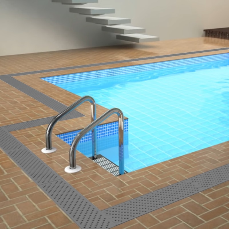 Grelha para Calha de Piso DN 130 Piscina 13x50cm Cinza Tigre - TEM NA TRENA